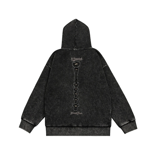 VANCARHELL Skeleton Ribcage Acid Wash Hoodie | Streetwear at Before the ...
