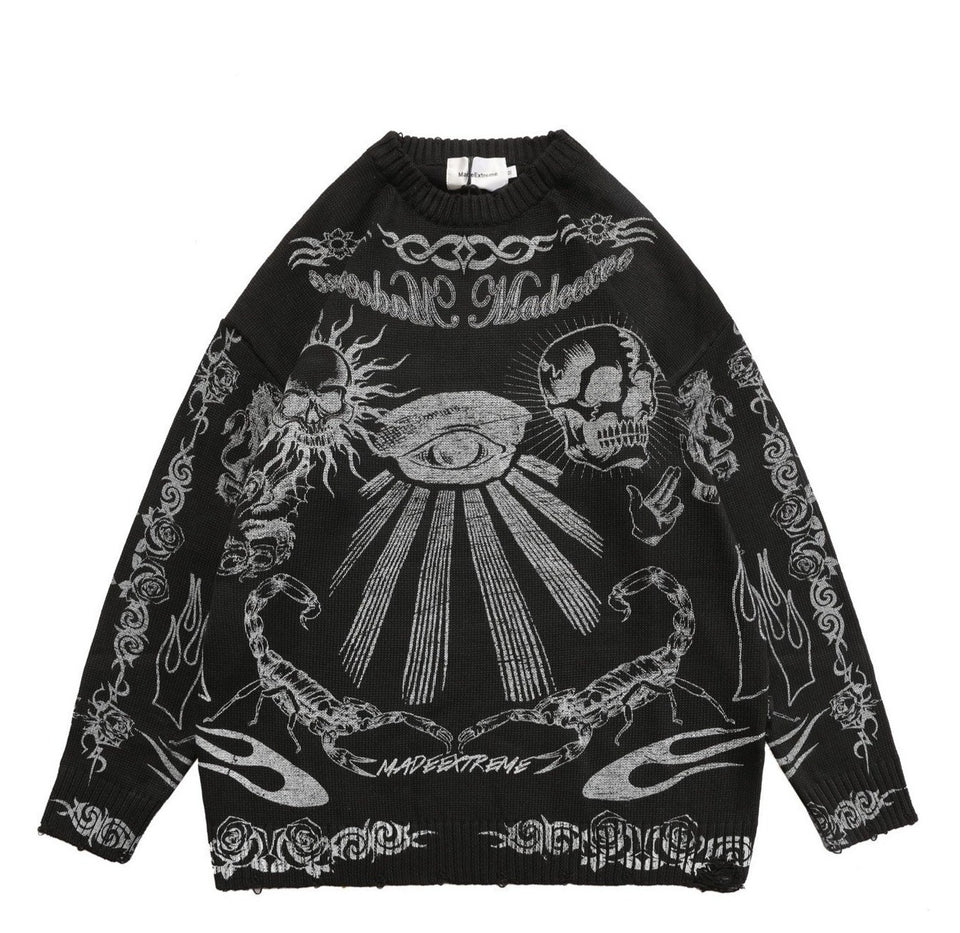 MADE EXTREME Tattoo Print Oversized Sweater | Streetwear at Before the ...